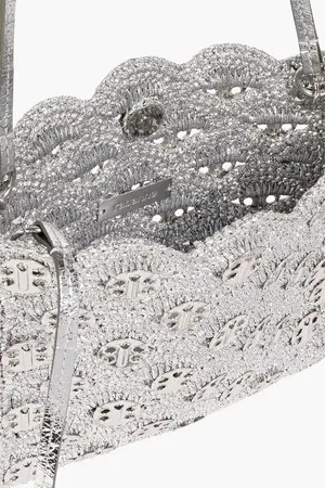 Rabanne Chainmail Embellished Metallic Raffia Shoulder Bag