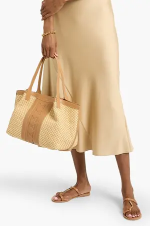 SERAPIAN Secret Raffia And Leather Trimmed Tote Bag