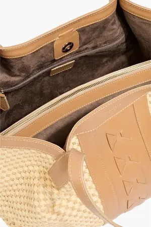 SERAPIAN Secret Raffia And Leather Trimmed Tote Bag
