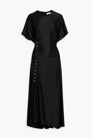 Rabanne Asymmetric Stretchjersey Maxi Dress - Black