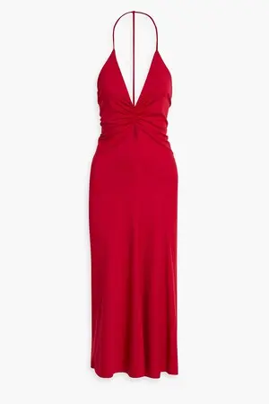 Victoria Beckham Gathered Jersey Midi Dress - Red