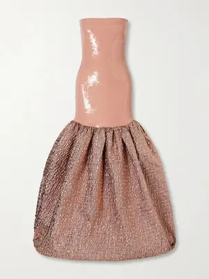 DIMA AYAD Sequin-embellished Cloqué Gown - Orange