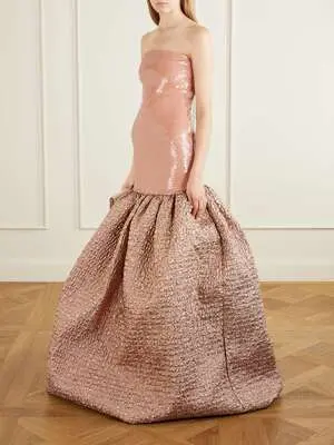 DIMA AYAD Sequin-embellished Cloqué Gown