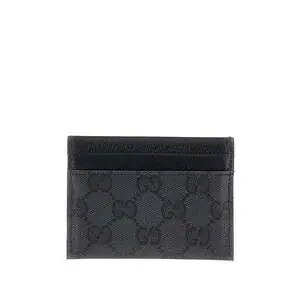 Gucci Gg Fabric Card Holder With Web Ribbon