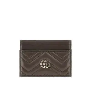 Gucci Gg Marmont' Leather Cardholder - Brown