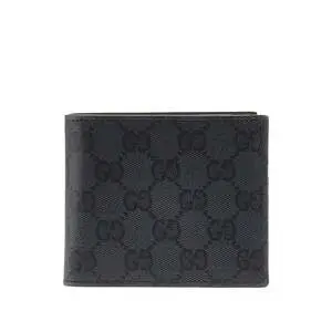Gucci Bi-fold Wallet With Lacquered Gg Detail - Black