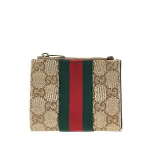 Gucci Gg Fabric Wallet With Web Ribbon