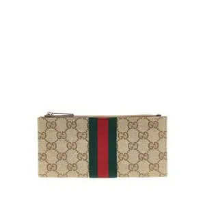 Gucci Gg Supreme Wallet With Web Ribbon - Beige