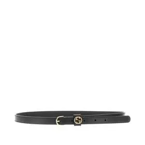 Gucci Leather Belt With Gg Interlock Detail