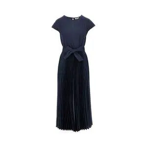 Max Mara Short-sleeve Pleated Satin Maxi Dress - Blue