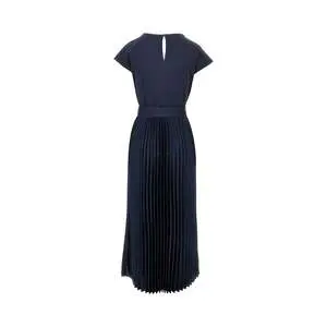 Max Mara Short-sleeve Pleated Satin Maxi Dress - Blue