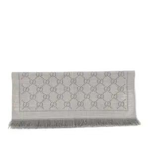 Gucci Gg Jacquard Wool Scarf - Grey