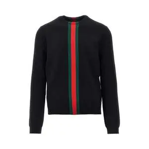 Gucci Cashere Sweater With Web Ribbon An - Black