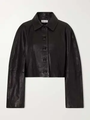 RÓHE Cropped Textured-leather Jacket - Black