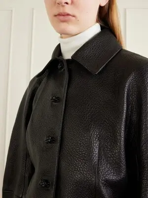 RÓHE Cropped Textured Leather Jacket With Knotted Buttons