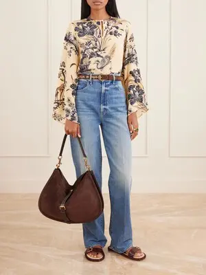 Etro Pony Leather-trimmed Suede Shoulder Bag - Brown