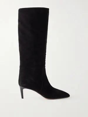 Paris Texas Stiletto 60 Suede Knee High Boots - Black