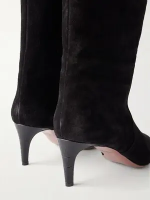 Paris Texas Stiletto 60 Suede Knee High Boots - Black