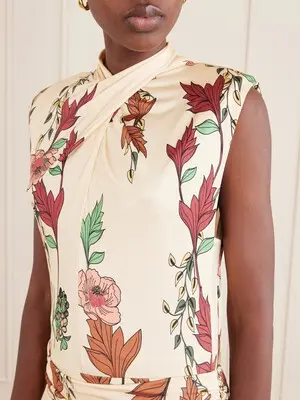 Johanna Ortiz Floral-print Satin Maxi Dress - Neutrals