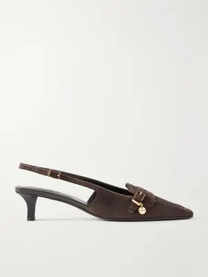 TOD'S 40 Logo-detailed Suede Pumps - Brown