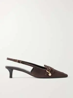 TOD'S 40 Logo-detailed Suede Pumps - Chocolate
