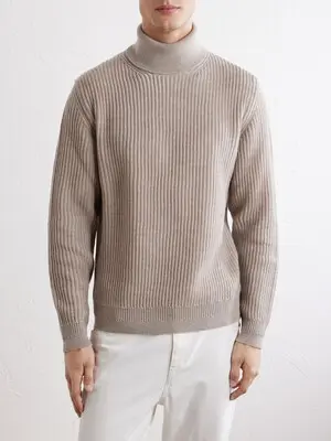 SLOWEAR Ribbed Virgin Wool Rollneck Sweater