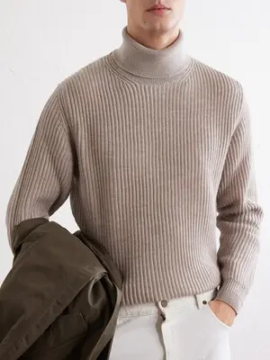 SLOWEAR Ribbed Virgin Wool Rollneck Sweater