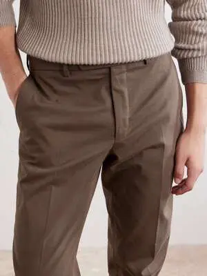 SLOWEAR Straight-leg Stretch-cotton Gabardine Trousers