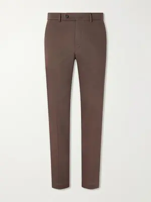 SLOWEAR Straight-leg Stretch-cotton Gabardine Trousers - Brown