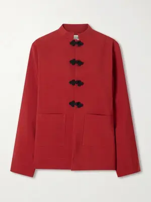 Theory Róhe Wool Jacket With Stand Collar - Red