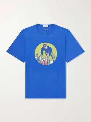 JW Anderson Gardener Logo-embroidered Printed Cotton-jersey T-shirt - Blue