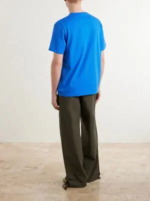 JW Anderson Gardener Logo-embroidered Printed Cotton-jersey T-shirt - Blue