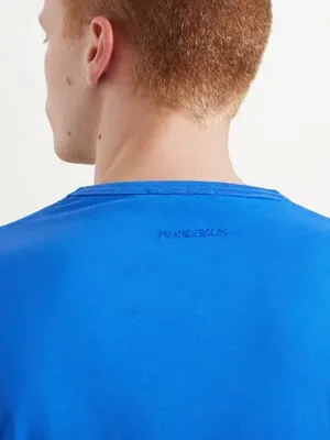 JW Anderson Gardener Logo-embroidered Printed Cotton-jersey T-shirt - Blue