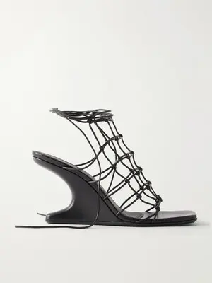 Rick Owens Cantilever 80 Leather Wedge Sandals - Black