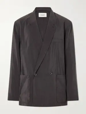LEMAIRE Double-breasted Silk-blend Suit Jacket - Brown