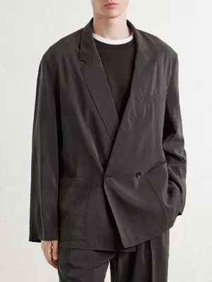 LEMAIRE Double-breasted Silk-blend Suit Jacket - Brown