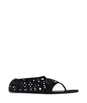 Alaïa Neo Vienne Perforated Suede Flats - Black