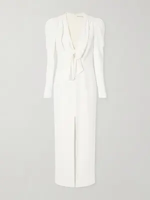Alessandra Rich Cady Midi Dress With Bow Detail - White