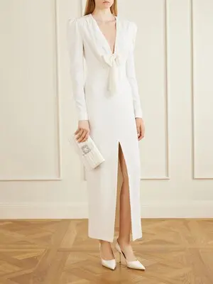 Alessandra Rich Cady Midi Dress With Bow Detail