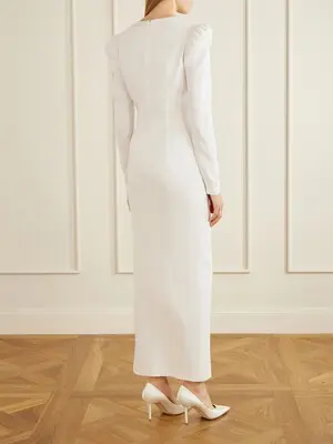 Alessandra Rich Cady Midi Dress With Bow Detail