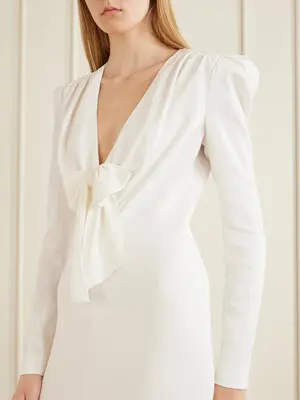 Alessandra Rich Cady Midi Dress With Bow Detail