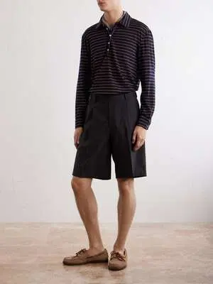 Massimo Alba Raya Striped Cotton-jersey Polo Shirt - Navy