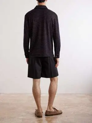 Massimo Alba Raya Striped Cotton-jersey Polo Shirt - Navy