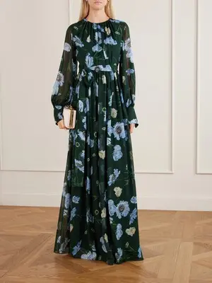 Erdem Floral-printed Silk-voile Maxi Gown