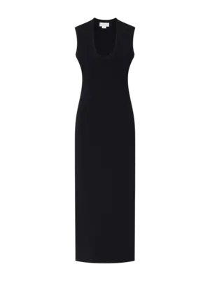 Stella McCartney Ribbed Jersey Midi Dress - Black