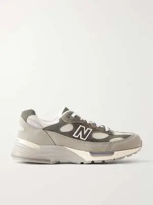 NEW BALANCE 992 Suede-trimmed Mesh Sneakers - Gray