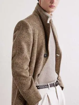 Massimo Alba Mercury Herringbone Virgin Wool Coat