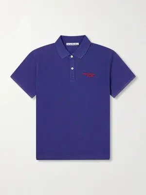 Acne Studios Logo-embroidered Cotton-piqué Polo Shirt - Blue