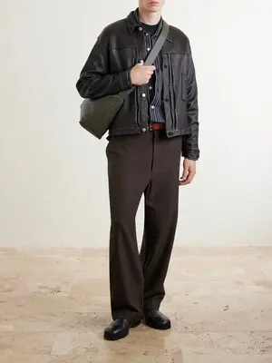A.PRESSE Straight-leg Cotton And Silk-blend Trousers