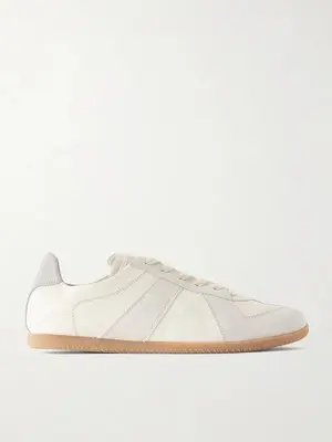 MAISON MARGIELA Replica Suede-trimmed Leather Sneakers - Neutrals